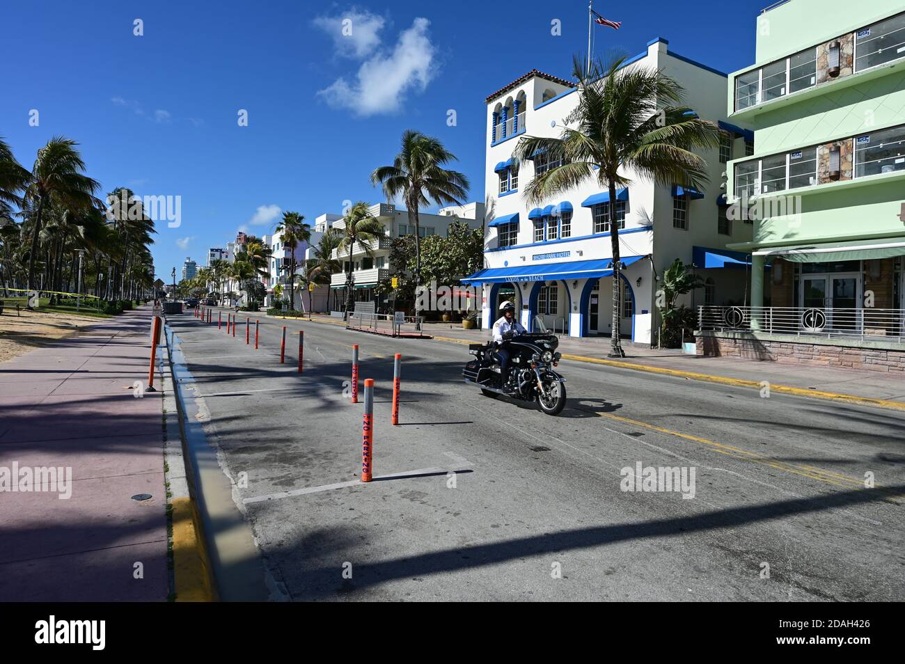 Miami Beach, Florida - March 22, 2020 - Ocean Drive appears empty as ...