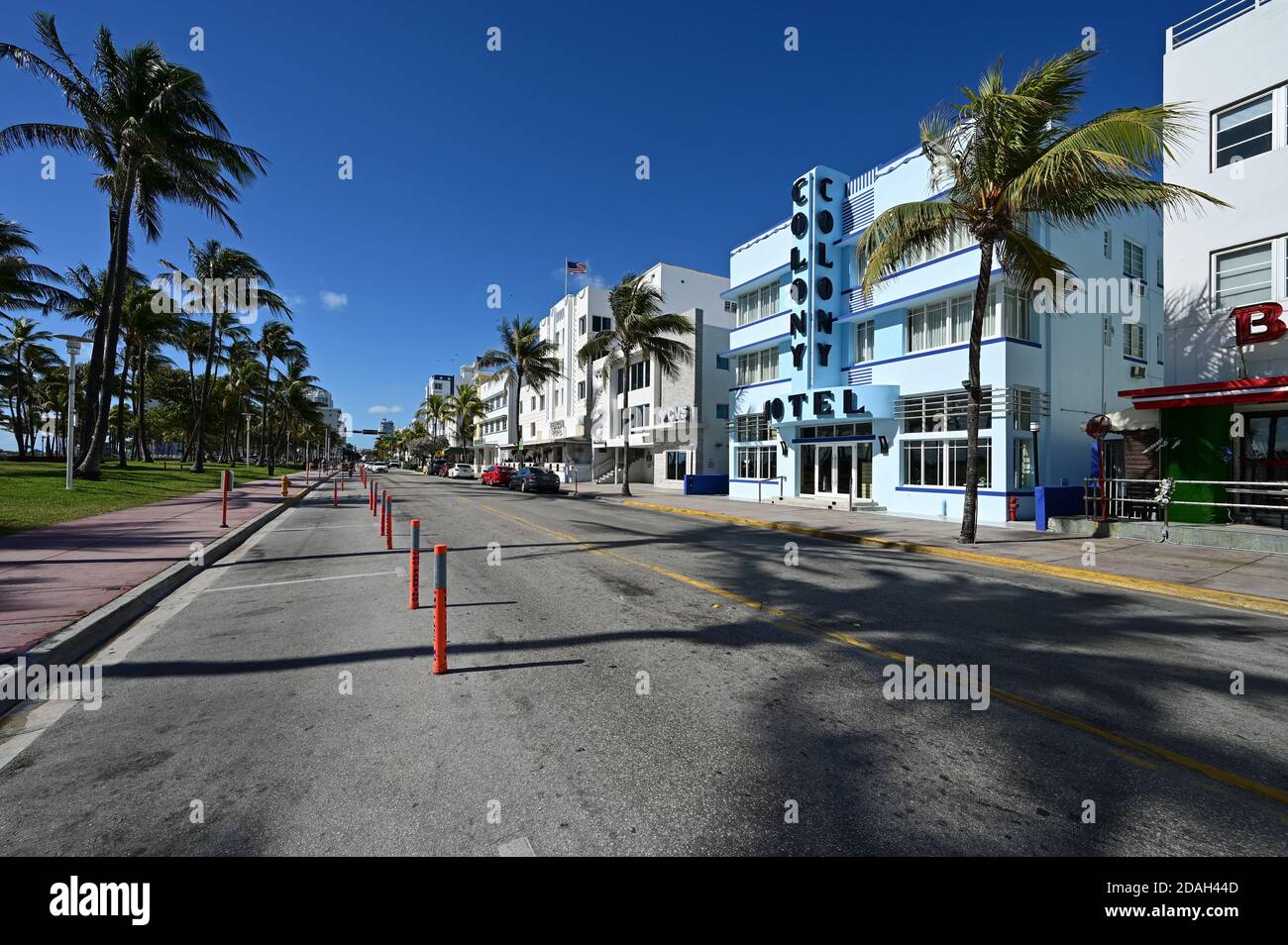 Miami Beach, Florida - March 22, 2020 - Ocean Drive appears empty as ...
