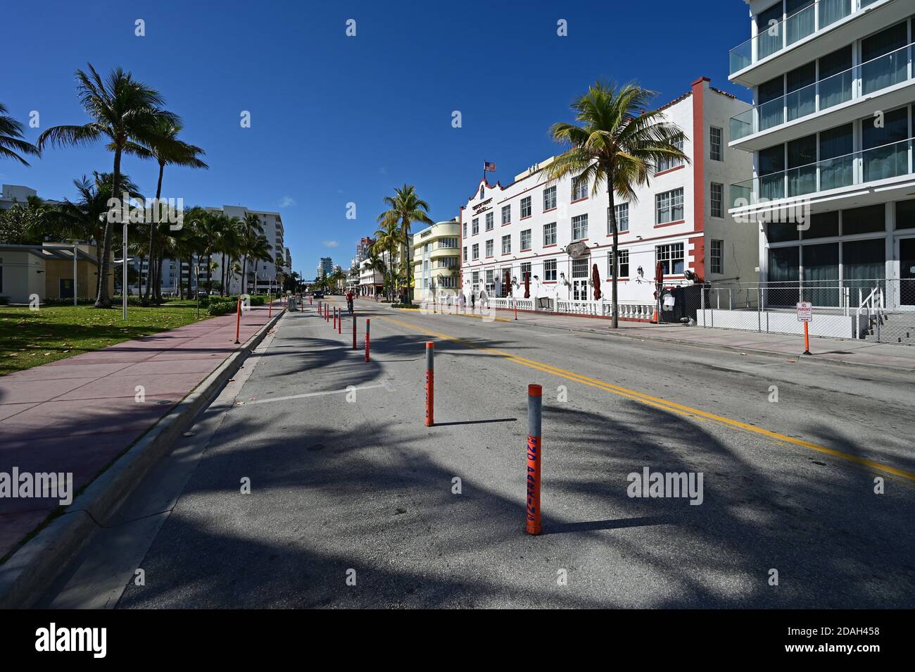 Miami Beach, Florida - March 22, 2020 - Ocean Drive appears empty as ...