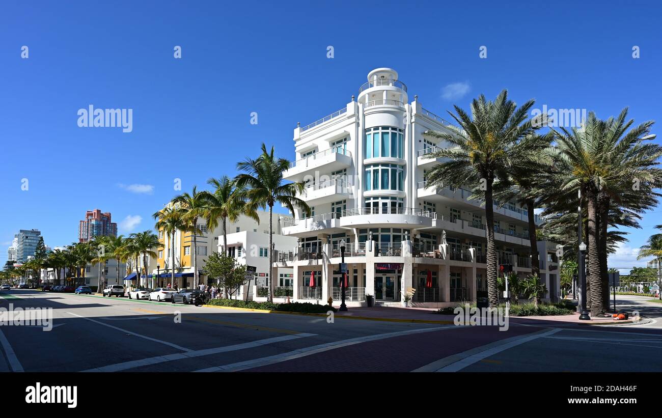 Miami Beach, Florida - March 22, 2020 - Ocean Drive appears empty as ...
