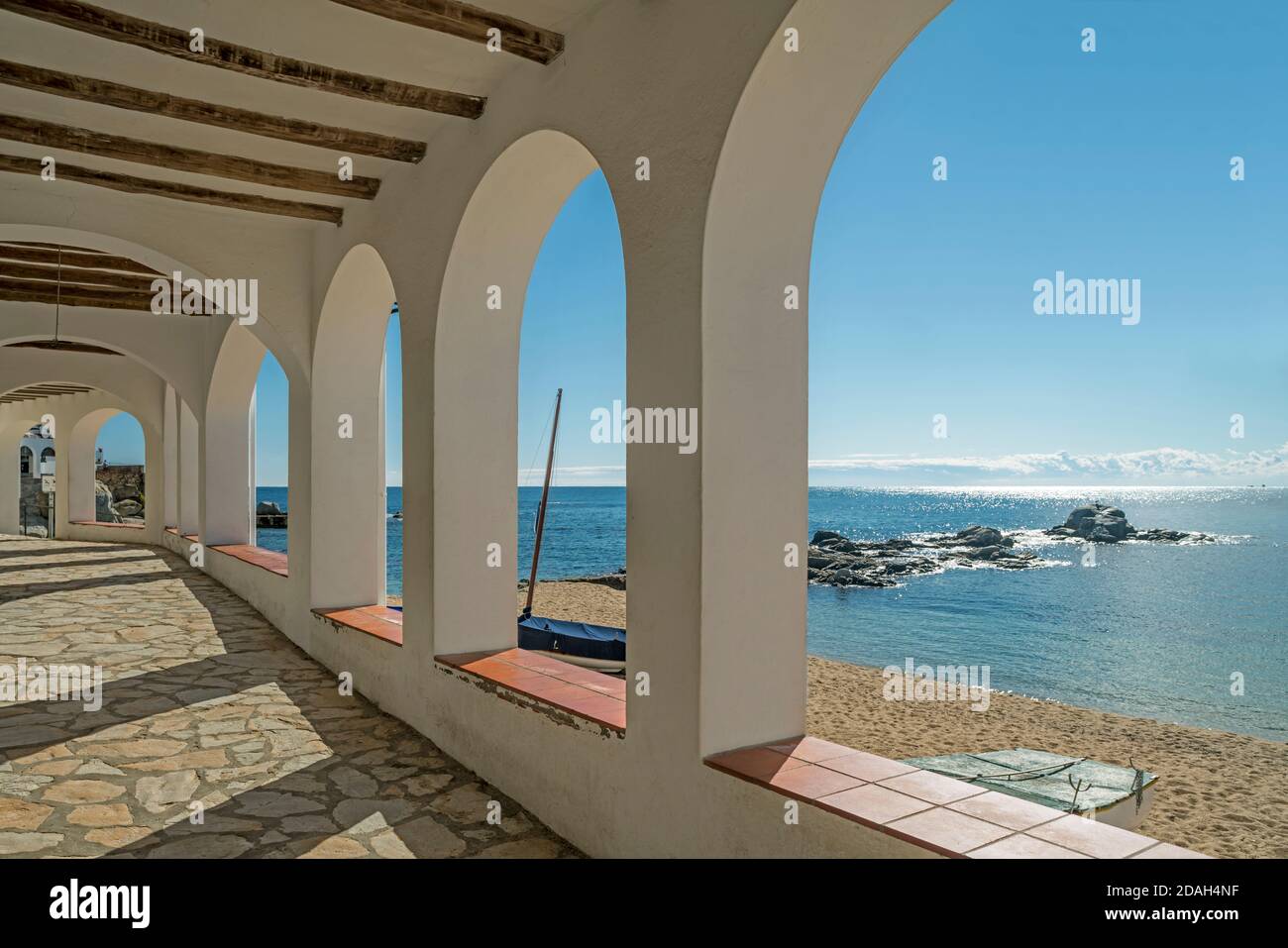 PORTICO PORT BO BEACH CALELLA DE PALAFRUGELL COSTA BRAVA CATALONIA ...
