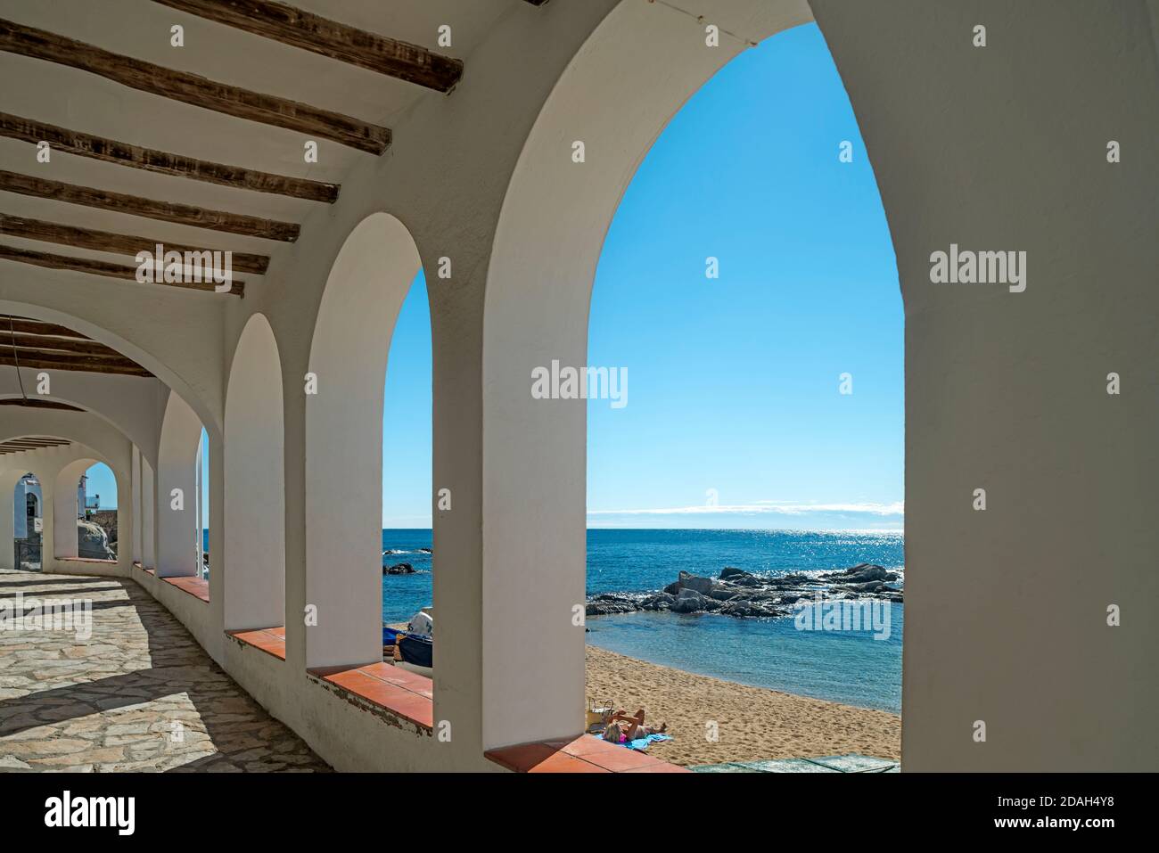 PORTICO PORT BO BEACH CALELLA DE PALAFRUGELL COSTA BRAVA CATALONIA ...