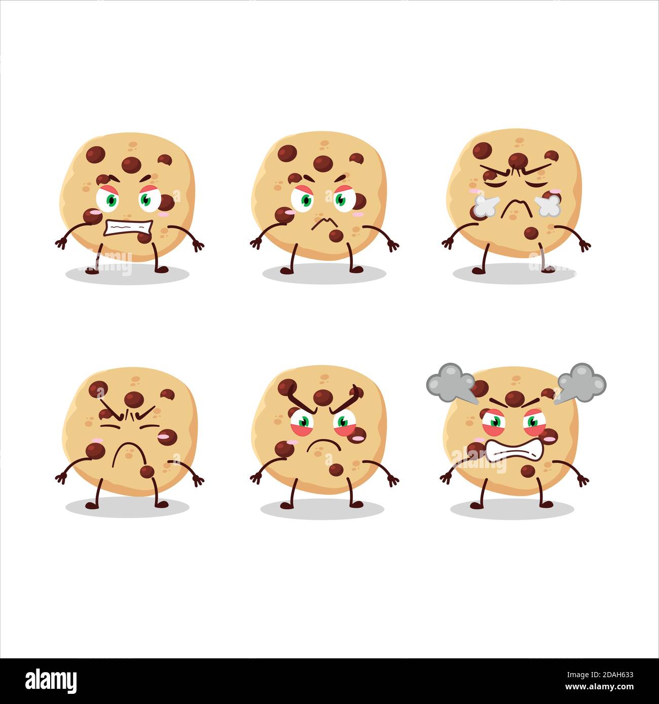 Chocolate chips cartoon character with various angry expressions Stock ...