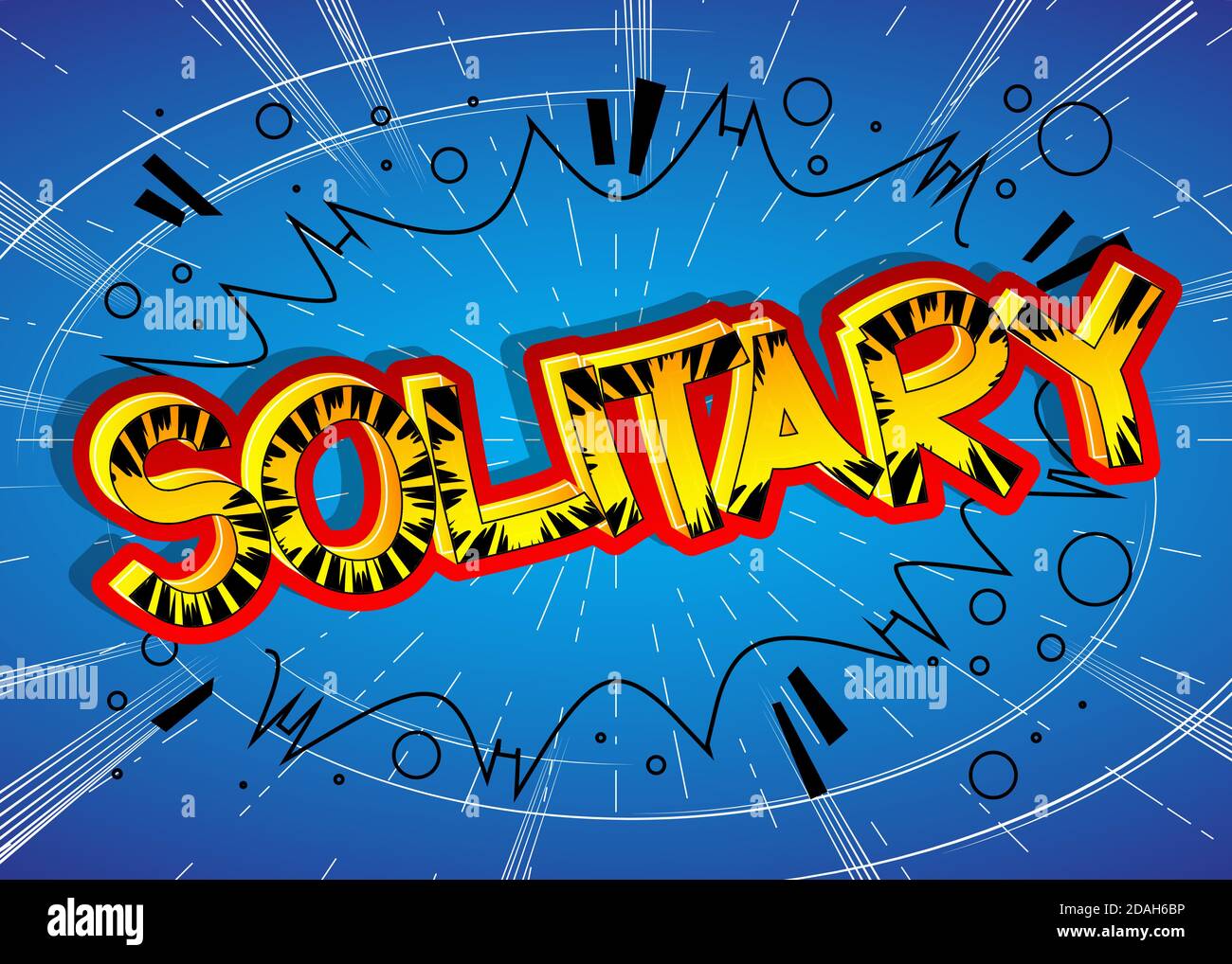 Solitary. Comic book style cartoon words on abstract colorful comics ...