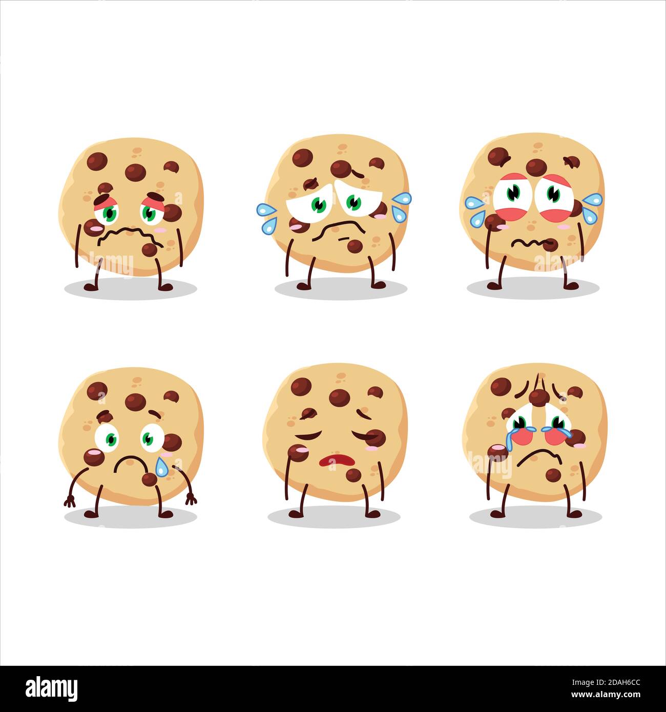 Chocolate chips cartoon character with sad expression Stock Vector ...