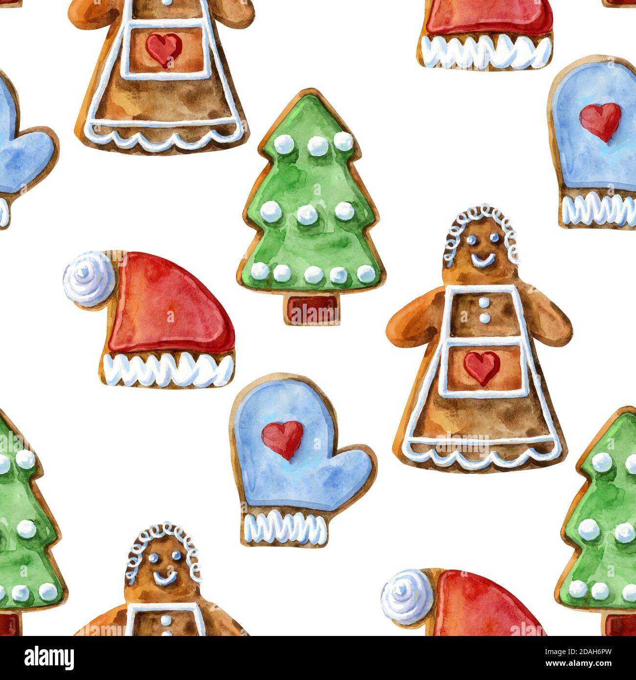 Seamless pattern. Christmas cookies on an isolated white background ...