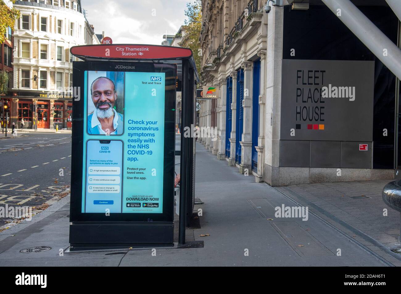 London, UK. 12th Nov, 2020. An advert for the NHS test and trace app ...
