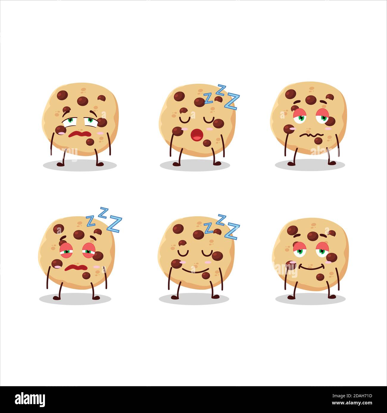 Cartoon character of chocolate chips with sleepy expression Stock ...