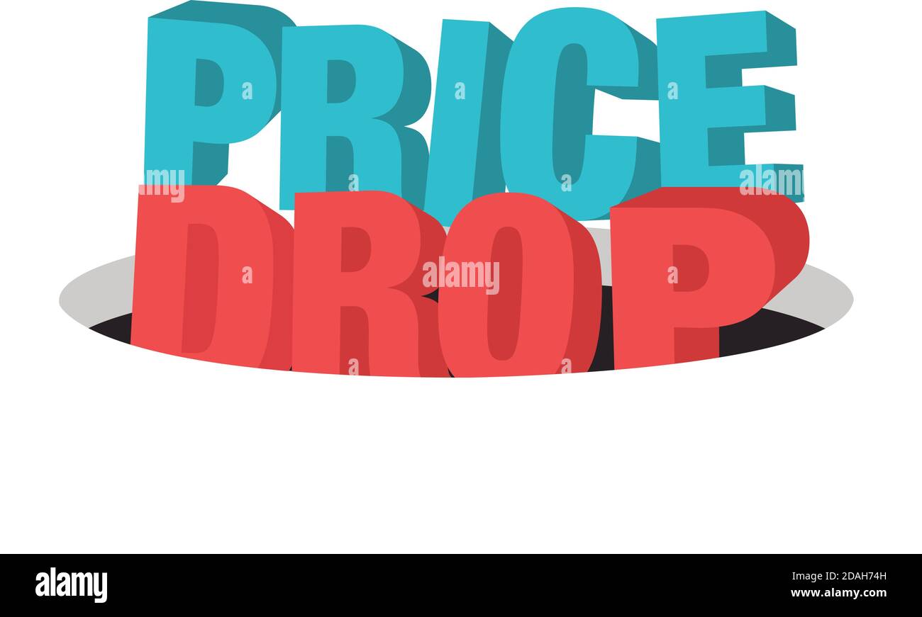 Typographic design of Price Drop falling into a hole. Concept of ...