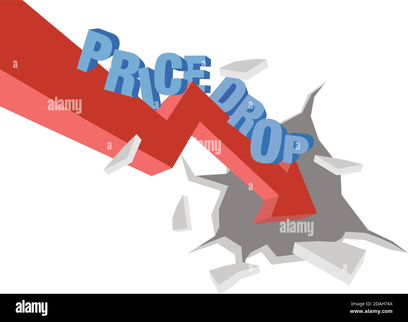 Typographic design of Price Drop with a giant arrow. Concept of ...