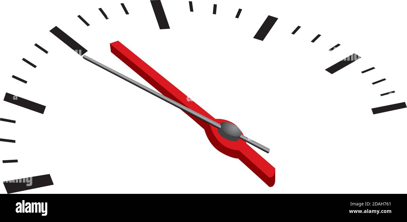 Closeup of a white speedometer with red pointer. Vector illustration ...