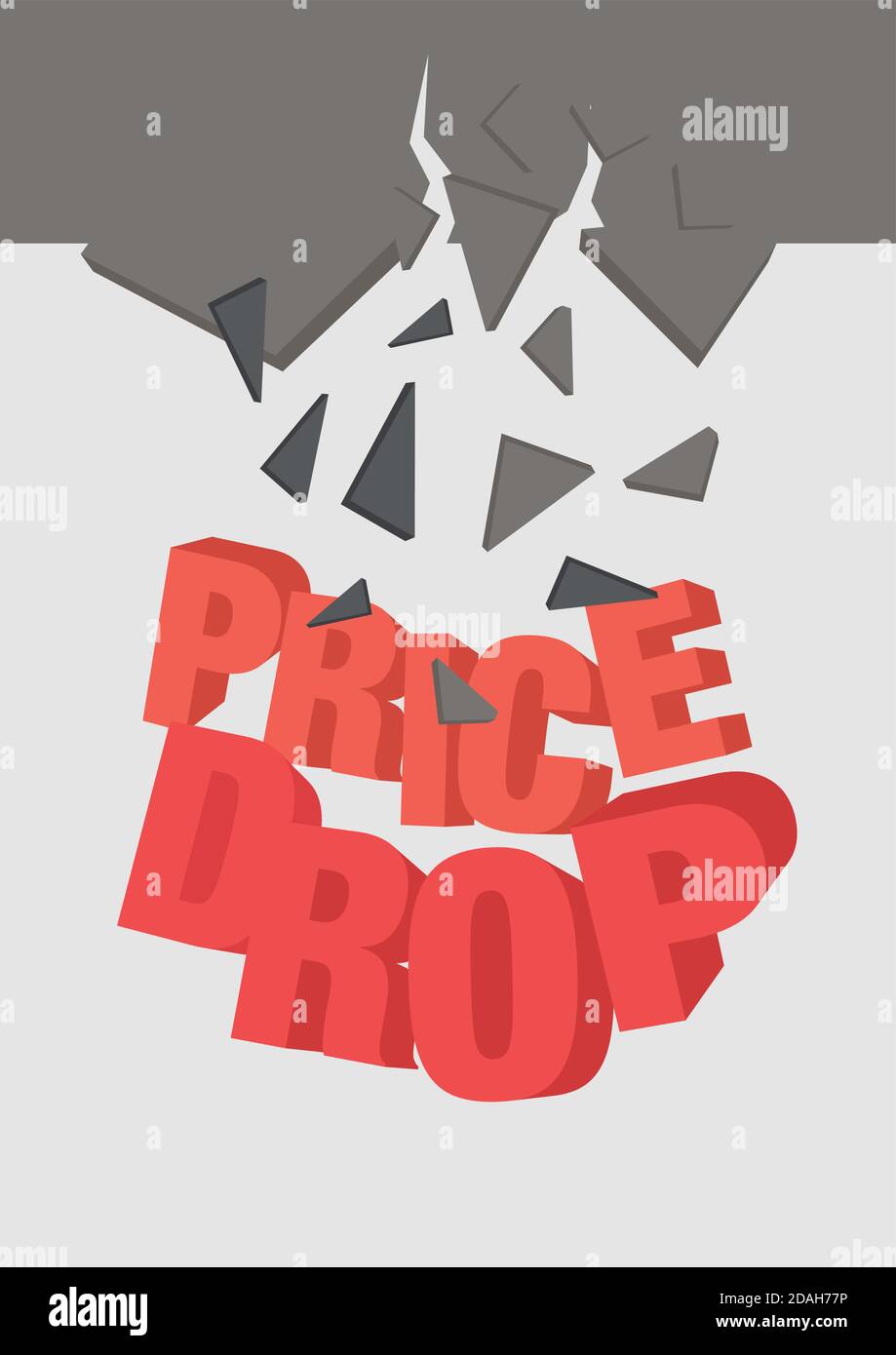 Typographic design of Price Drop falling down. Concept of business ...