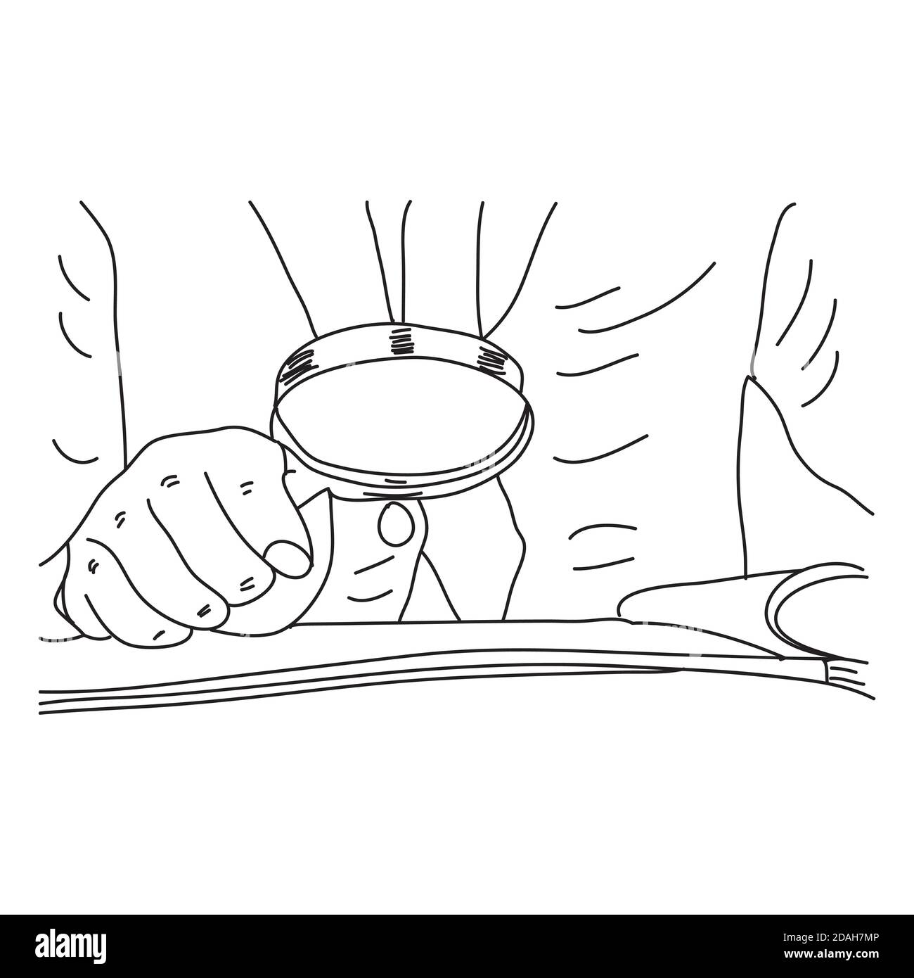 Illustration hand drawn of businessman while using magnifying glass on ...