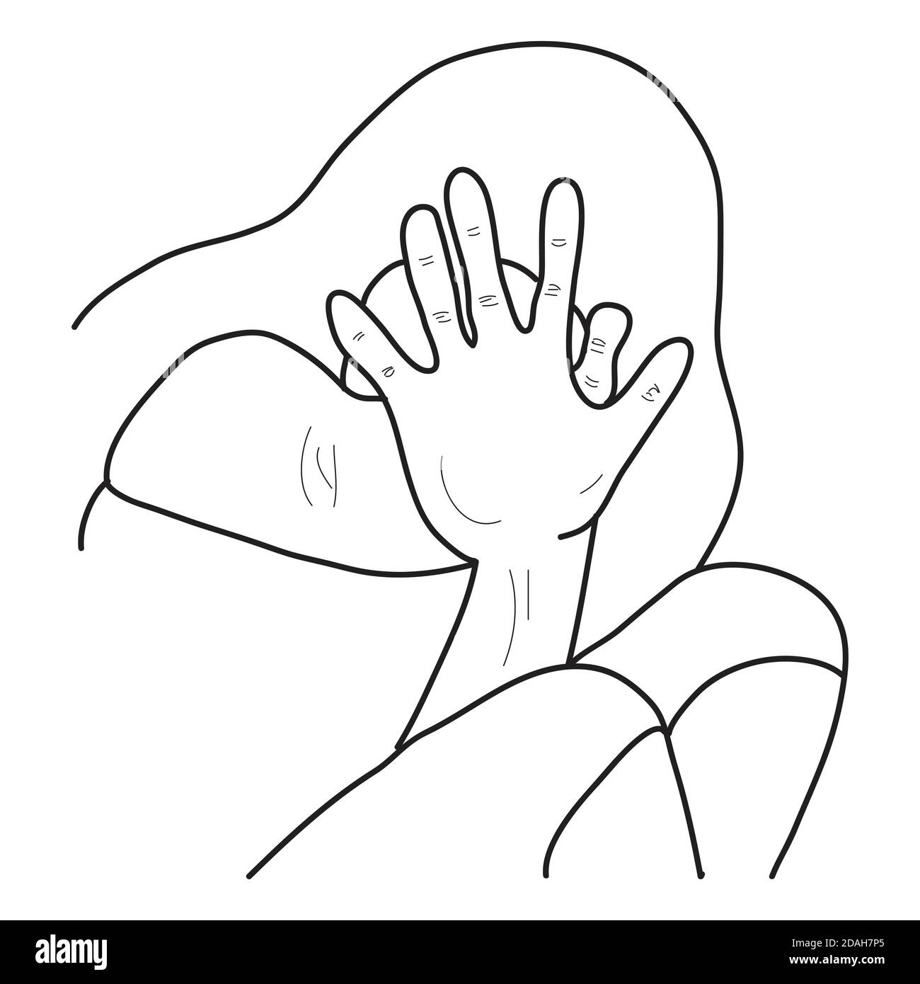 Hand drawn of a woman covers her face. Human right concept Stock Vector ...