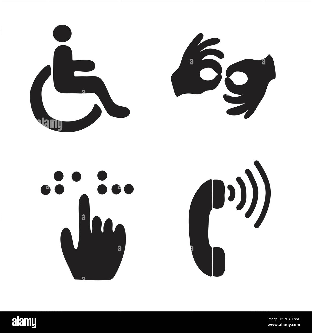 Hand drawn of Disability Access Silhouette Icons Stock Vector Image ...