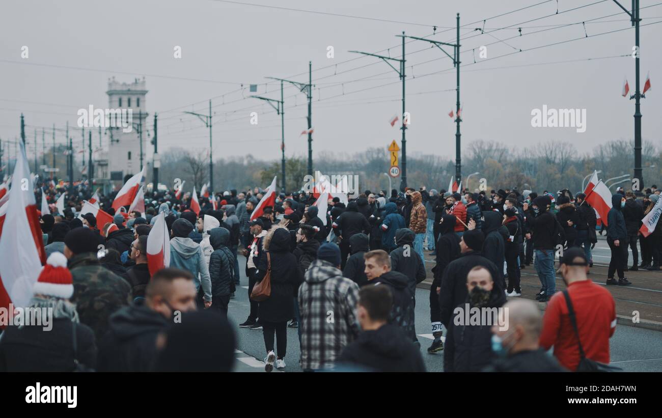 Warsaw, Poland 11.11.2020 - Crowd of people marching on the streets on ...