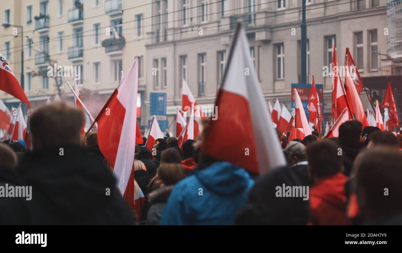 Warsaw, Poland 11.11.2020 - Independence day march on 102nd anniversary ...