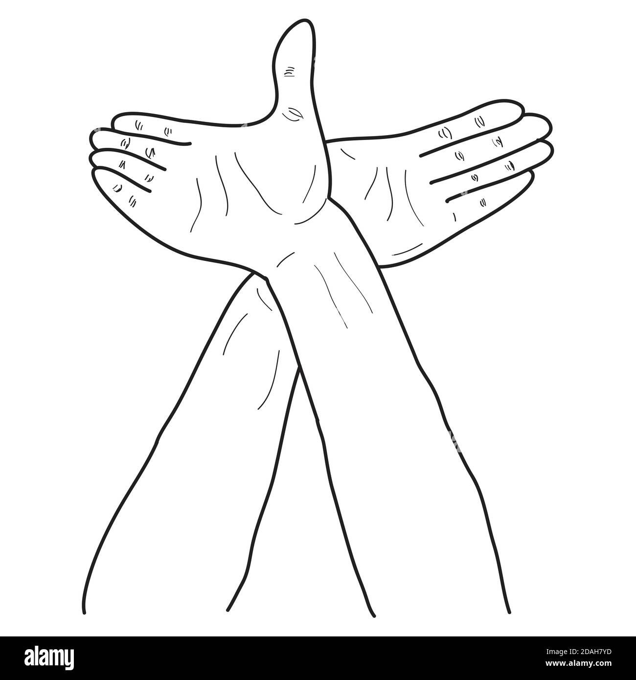 Hand drawn of hands as symbol of human right. Illustration. Vector ...