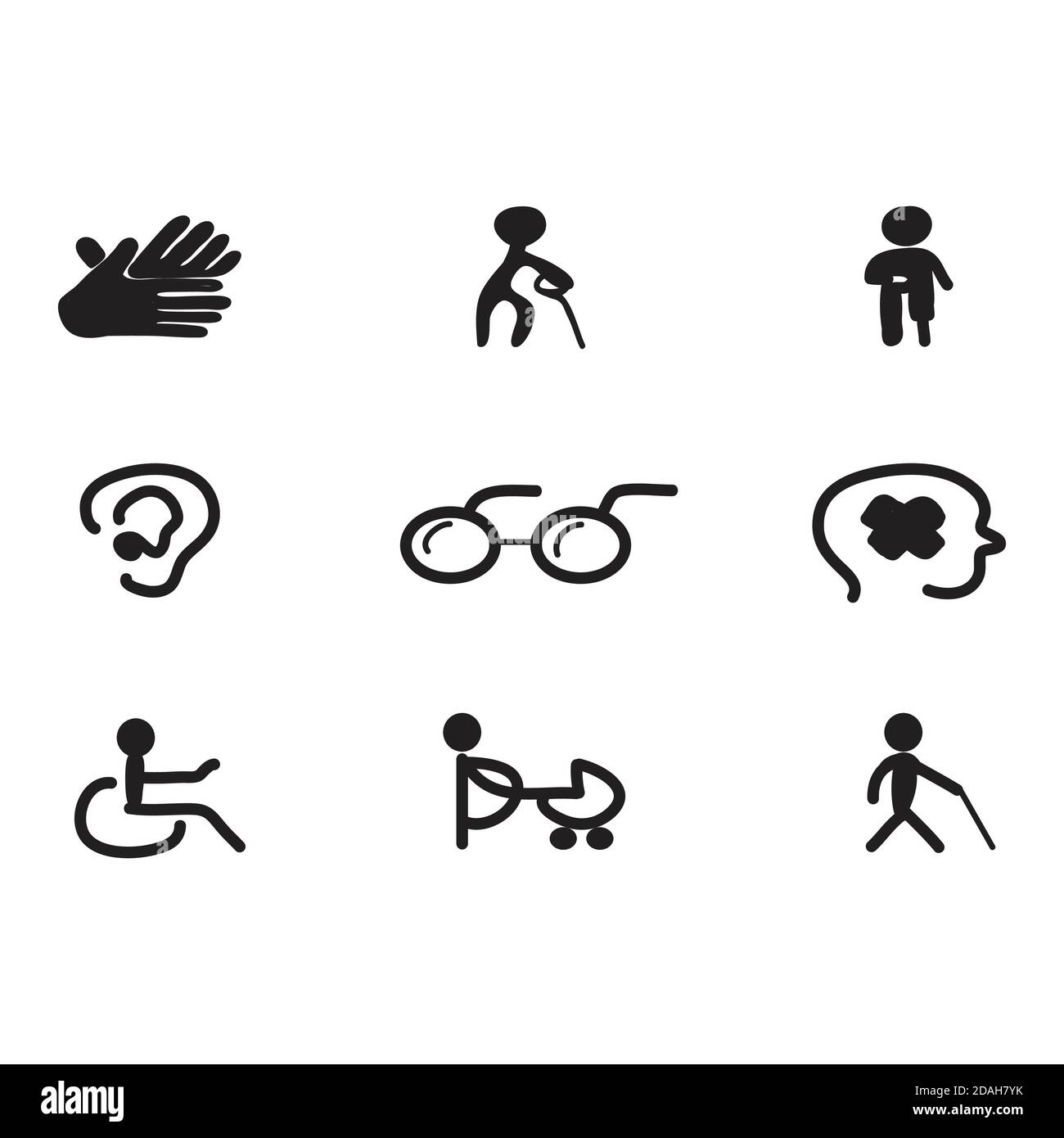 Hand drawn of Disability Access Silhouette Icons Stock Vector Image ...