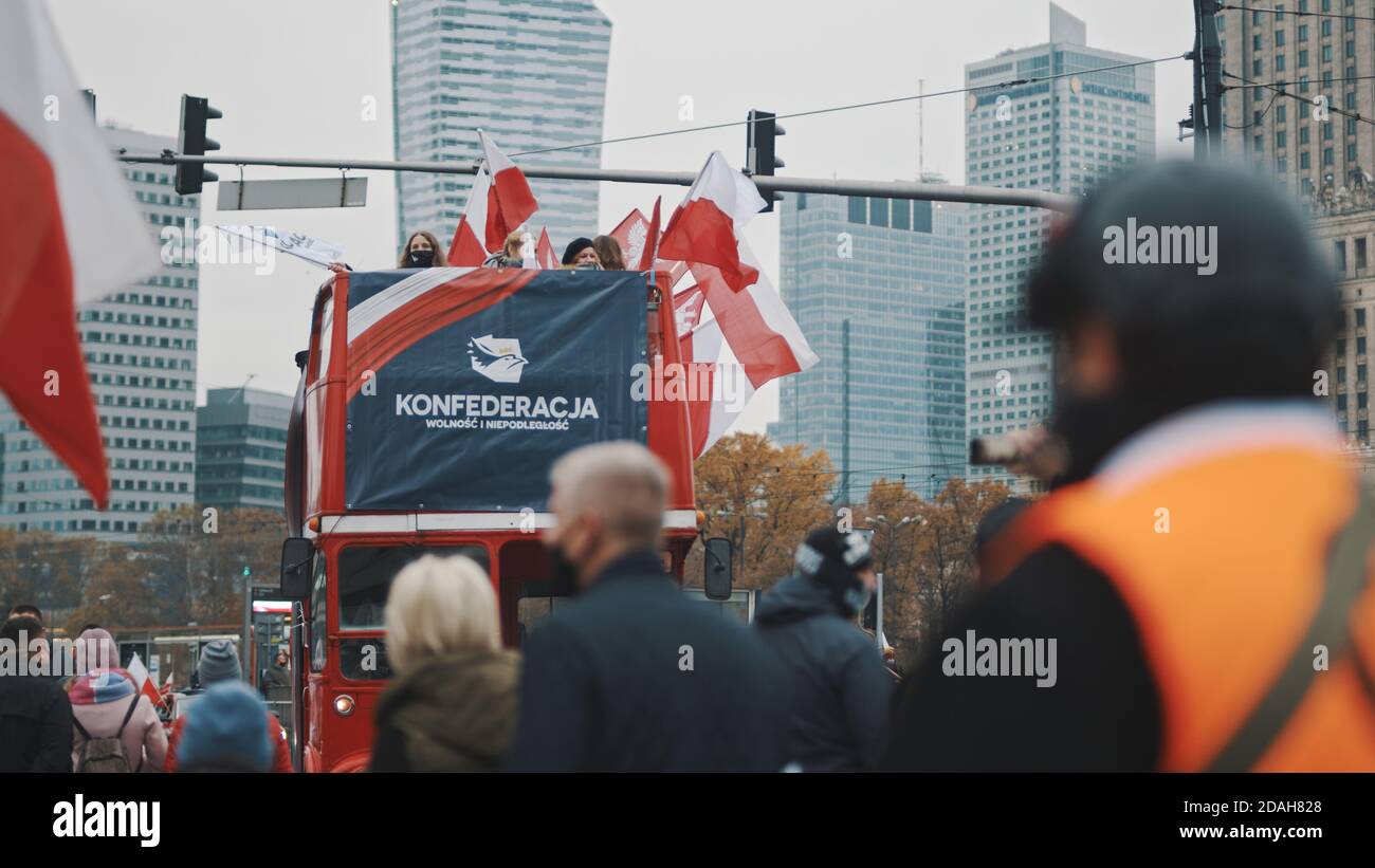 Warsaw, Poland 11.11.2020 - Independence day march on 102nd anniversary ...