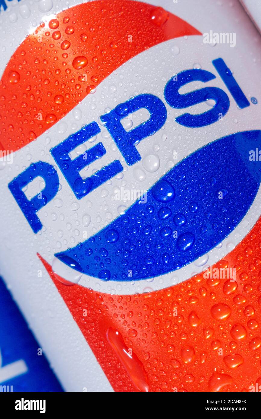 Tyumen, Russia-November 01, 2020: Pepsi logo with water drops isa ...