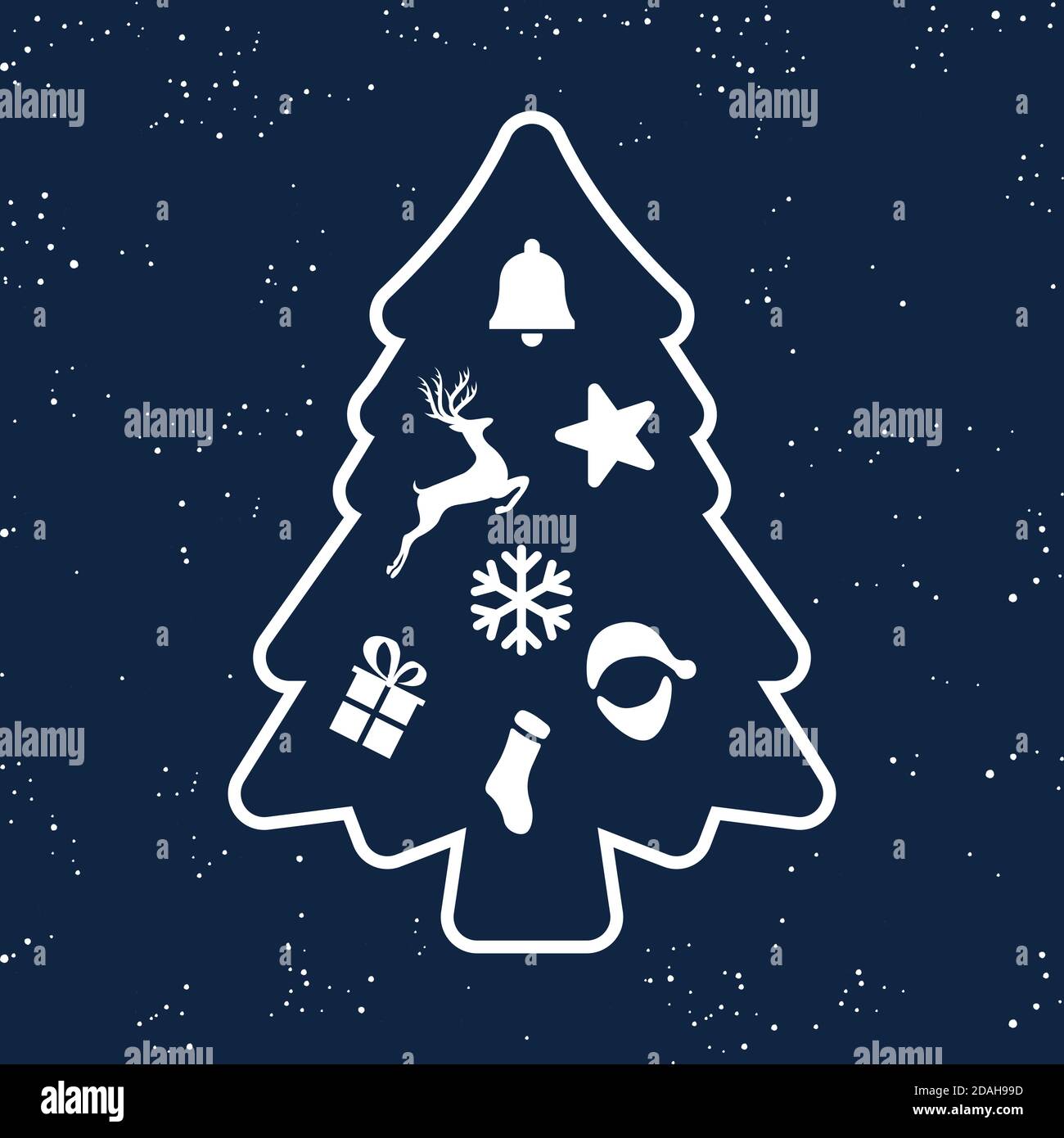 Christmas tree decoration with ornament icons vector illustration Stock ...