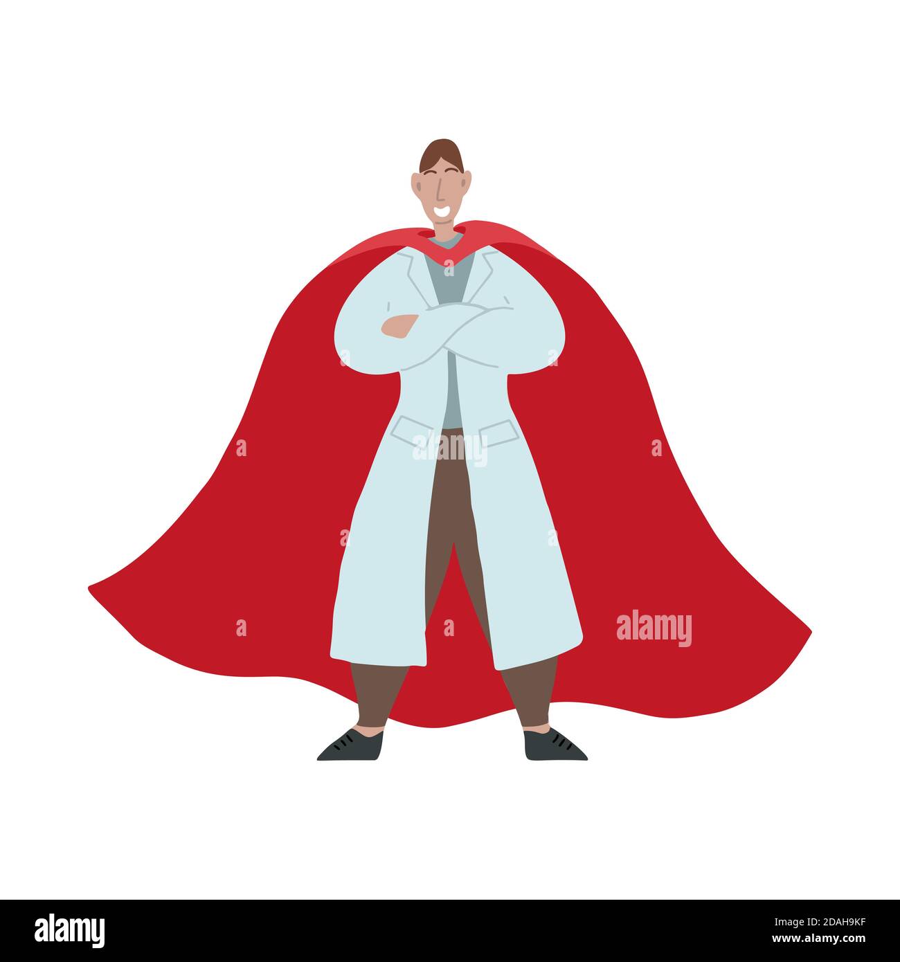 Doctor Infectious Disease Superhero. Infectionist in a white coat and ...