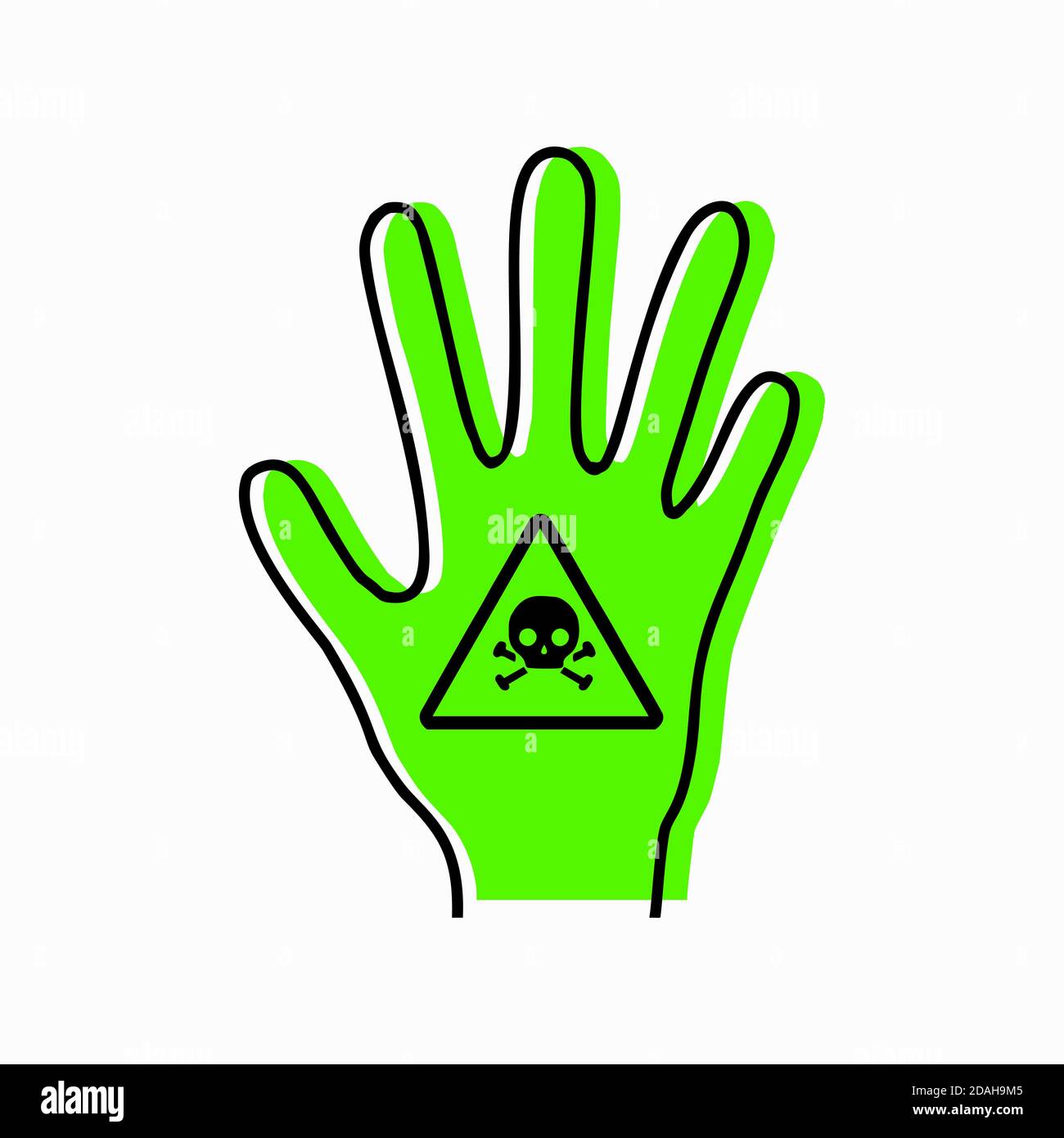 Poisoning a person. Intoxication of limbs. Contour silhouette of hand ...