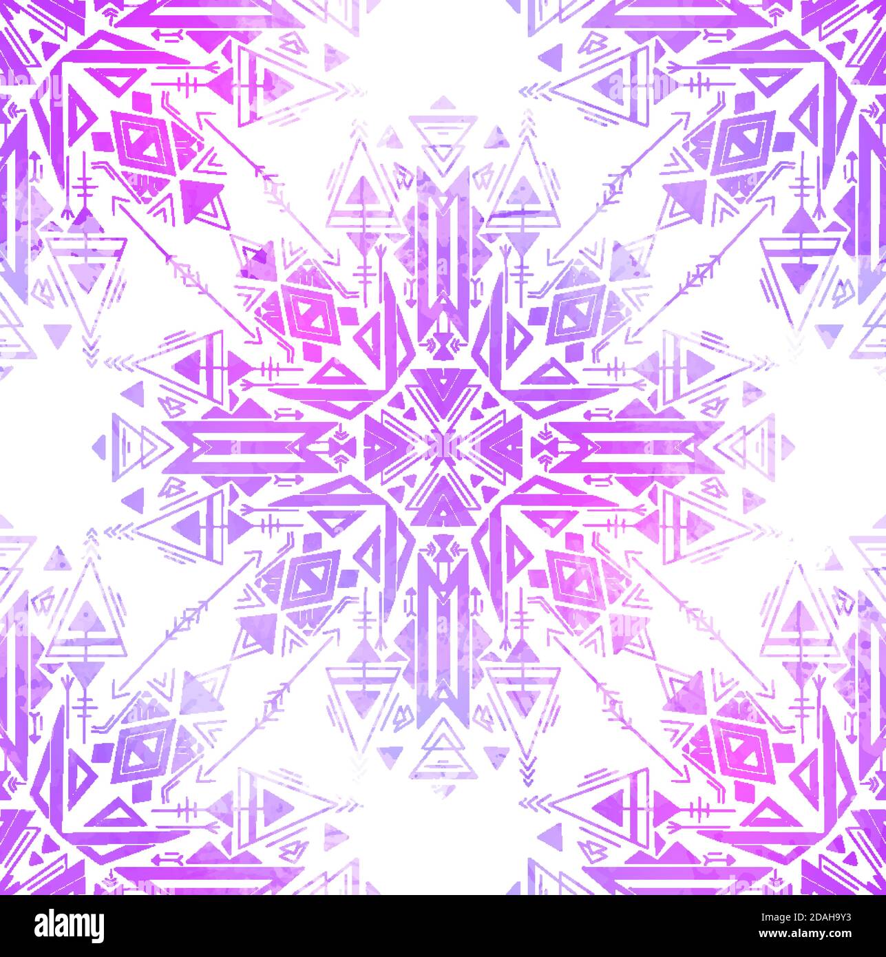 Seamless tribal native texture. Watercolor neon tracery drawing on ...