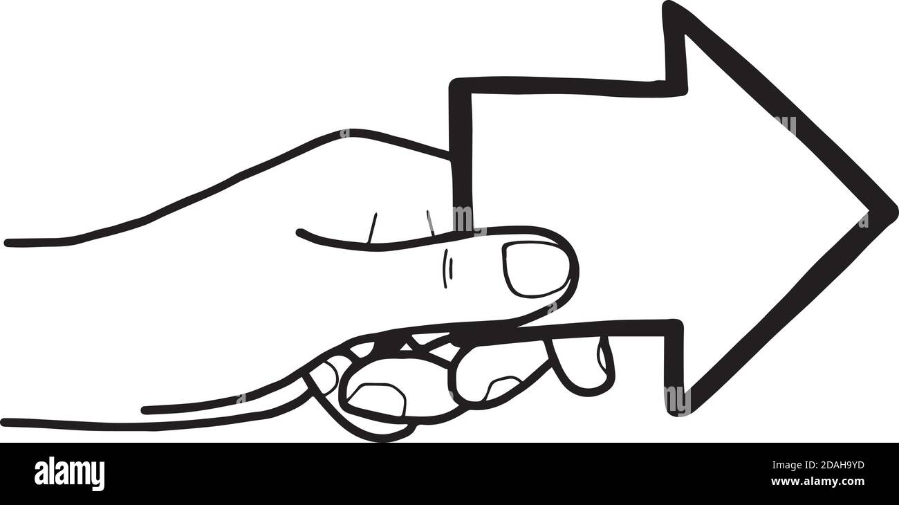 illustration vector doodle hand drawn of left hands holding arrow ...