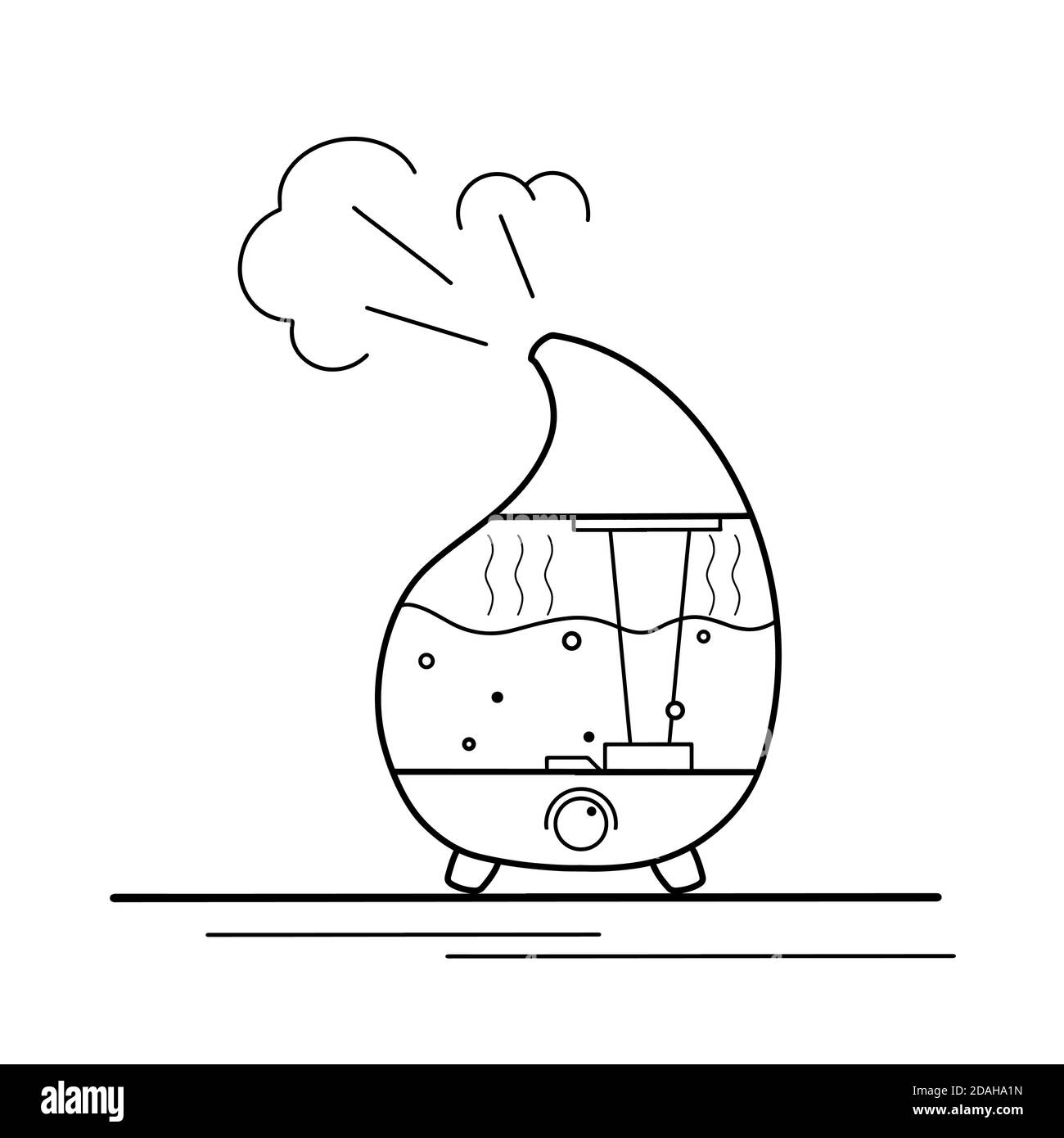 Contour illustration of a humidifier with vaipor on a white background ...