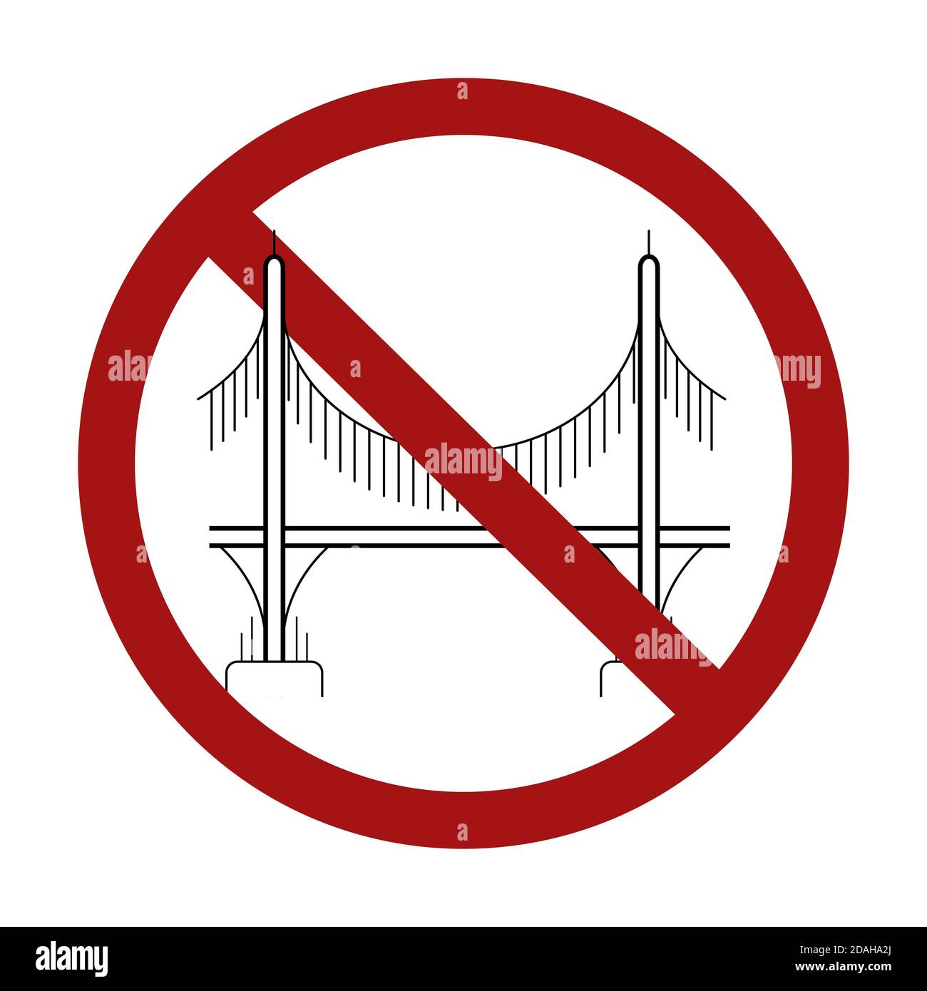 Ban on the construction of bridges. Outline drawing of a bridge on ...