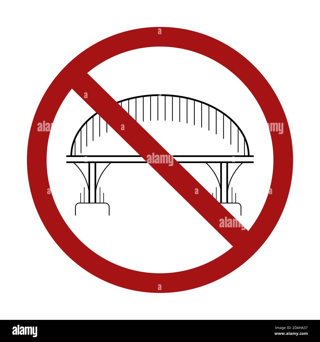 Ban on the construction of bridges. Outline drawing of a bridge on ...