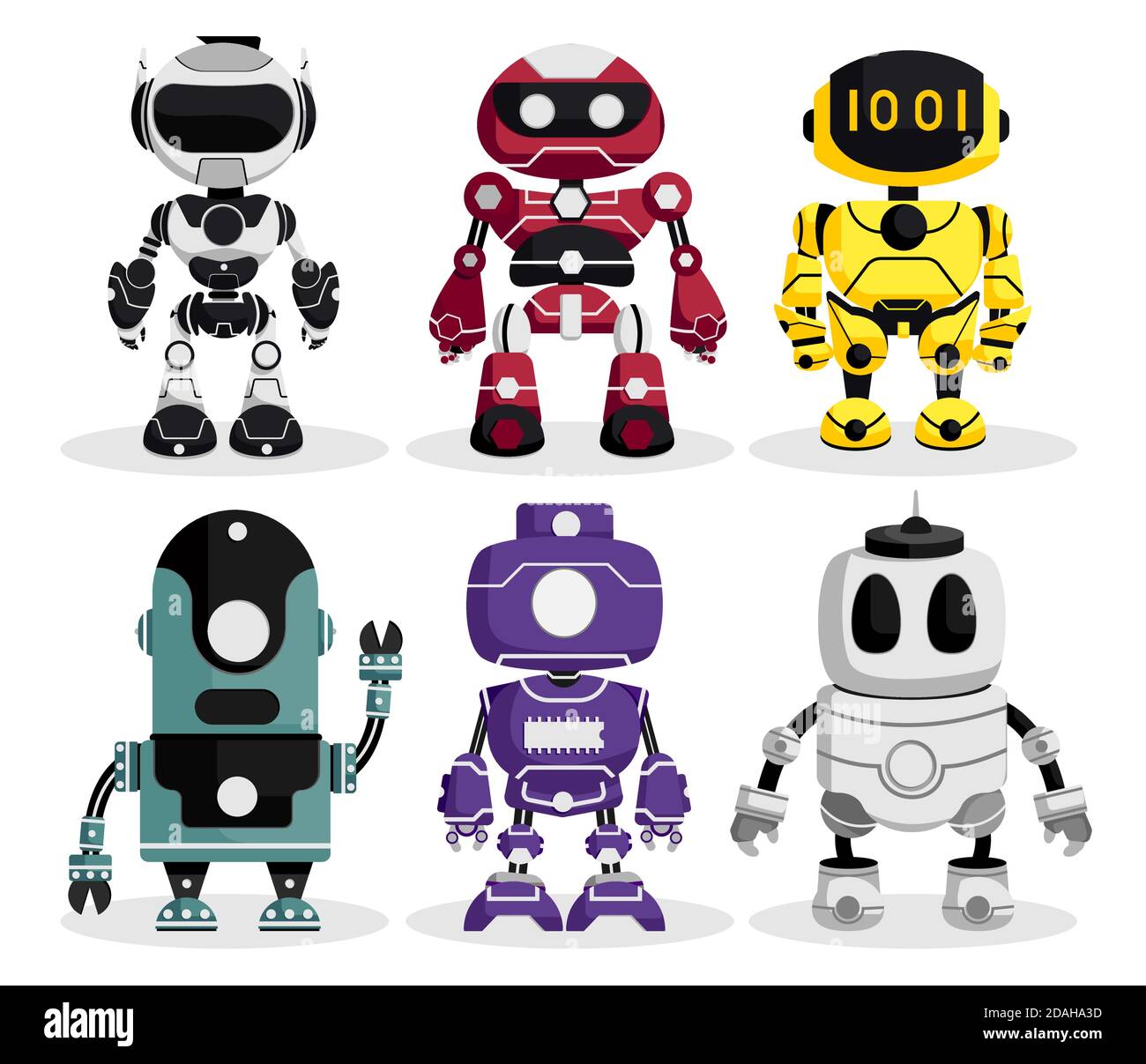 Robots Character Vector Set Robotic Characters With Modern Technology For Robots Collection