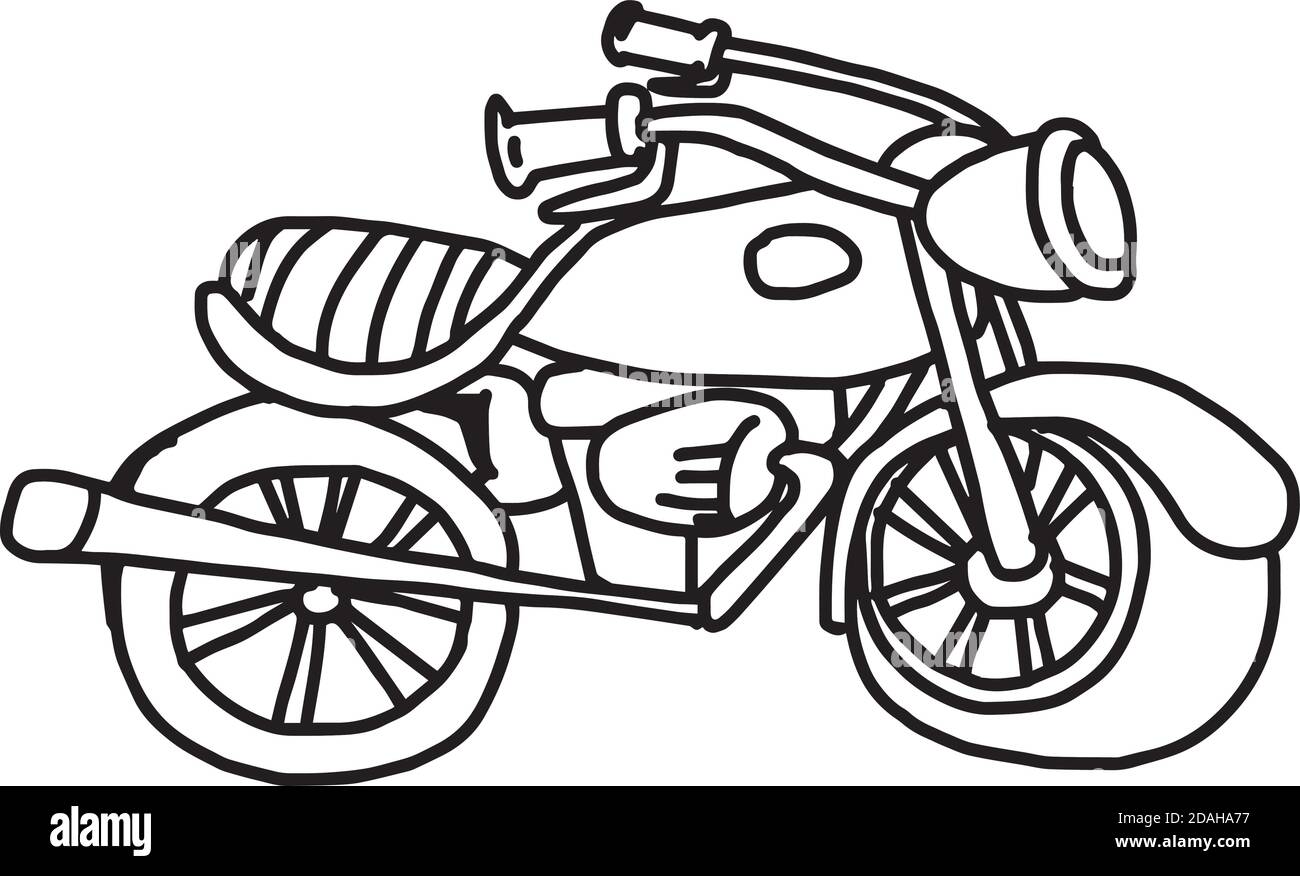 illustation vector hand drawn doodle of motorcycle isolated on white ...