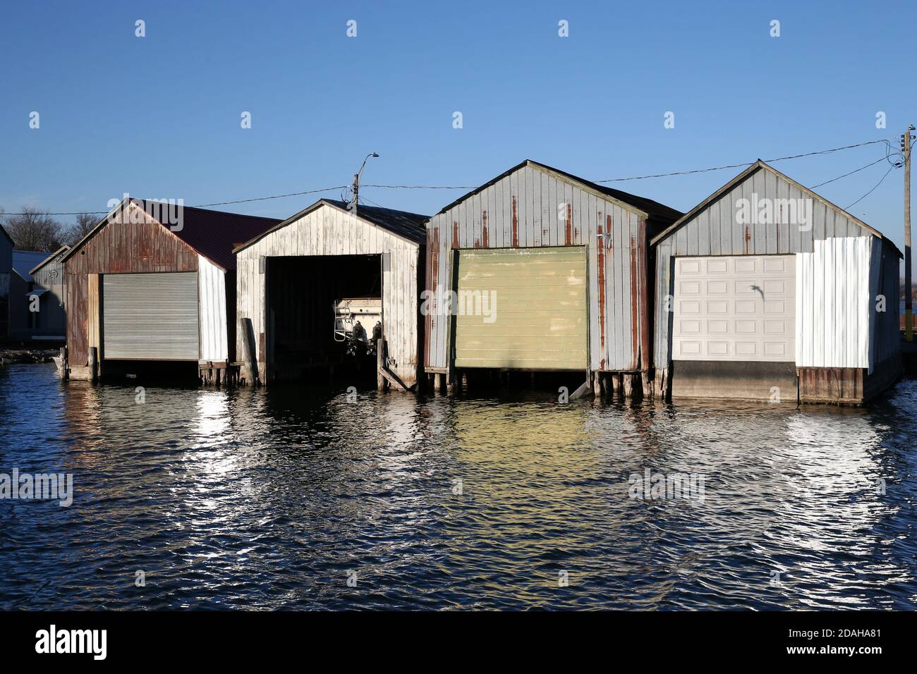 Nov 12 2020 Port Rowan Harbour Ontario Canada, Boat Houses along Lake ...