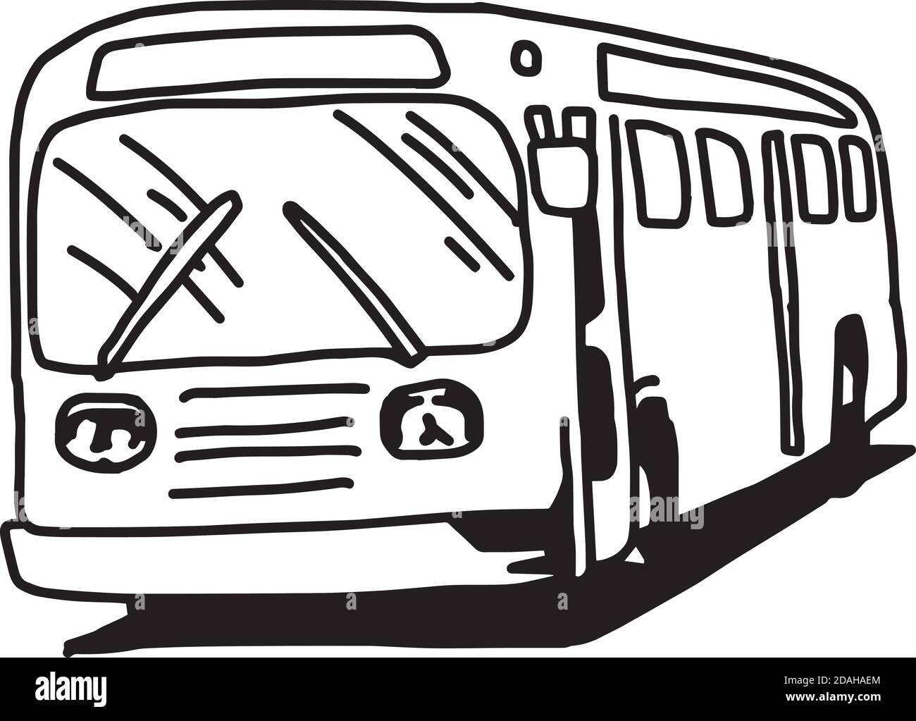 illustation vector hand drawn doodle of bus isolated on white ...