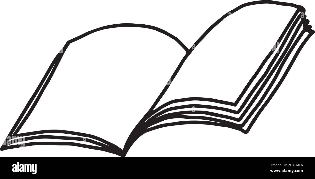 vector illustration hand drawn sketch of blank open notebook isolated ...