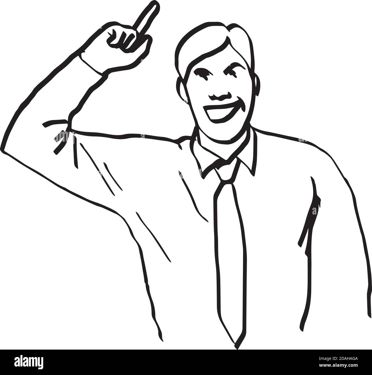 illustration vector doodles hand drawn smiling businessman with raised ...