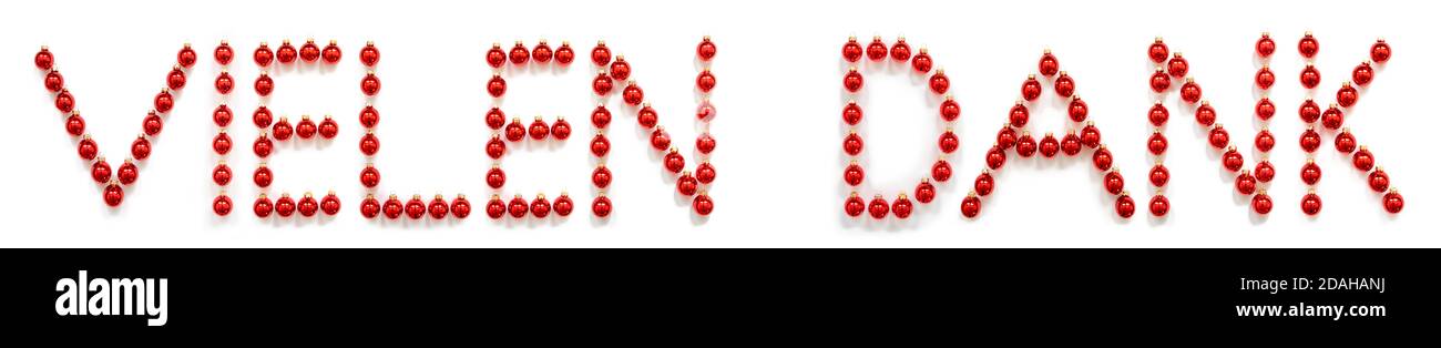 Red Christmas Ball Ornament Building Vielen Dank Means Thank You Stock ...