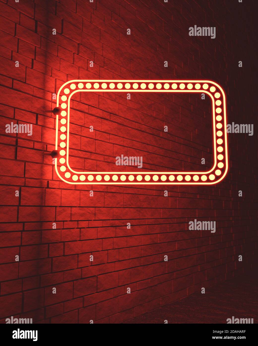 Neon frame on the wall Stock Photo - Alamy