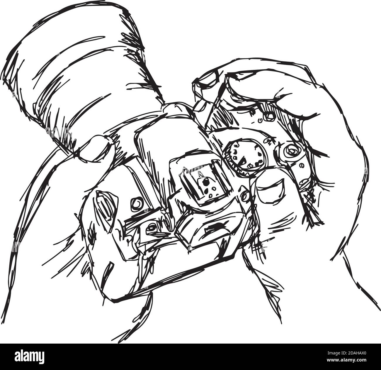 illustration vector doodle hand drawn of sketch hand holding camera ...