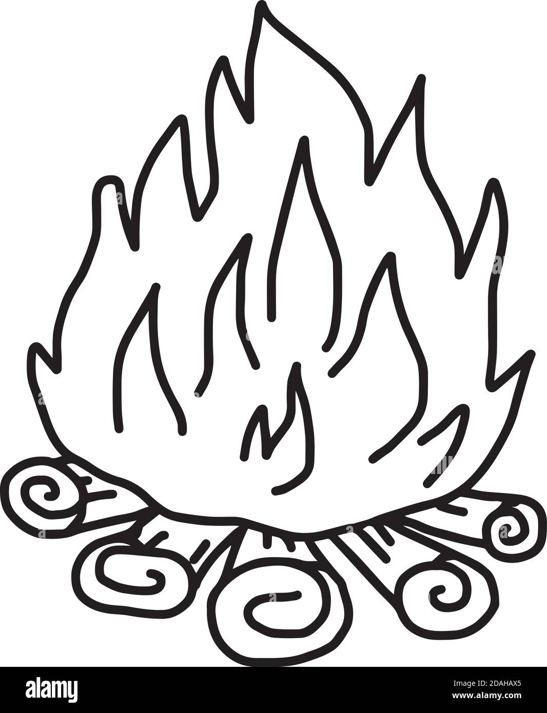 vector illustration hand drawn sketch of campfire isolated on white ...