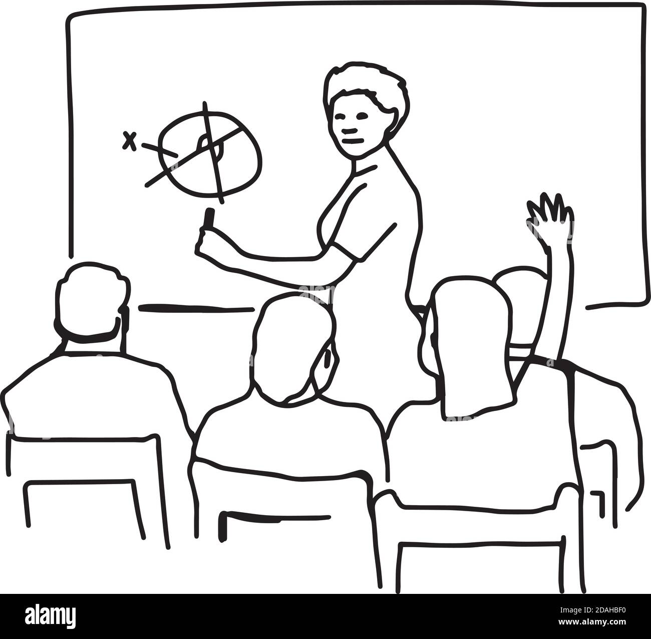 vector illustration hand drawn sketch of classroom isolated on white ...