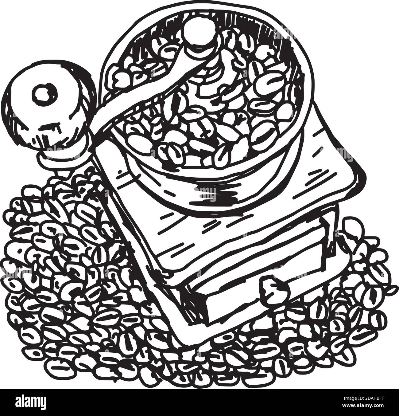 illustration vector hand draw doodles of vintage coffee grinder on ...