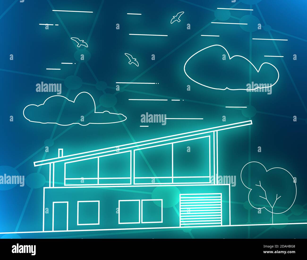 Neon real estate outline hi-res stock photography and images - Alamy