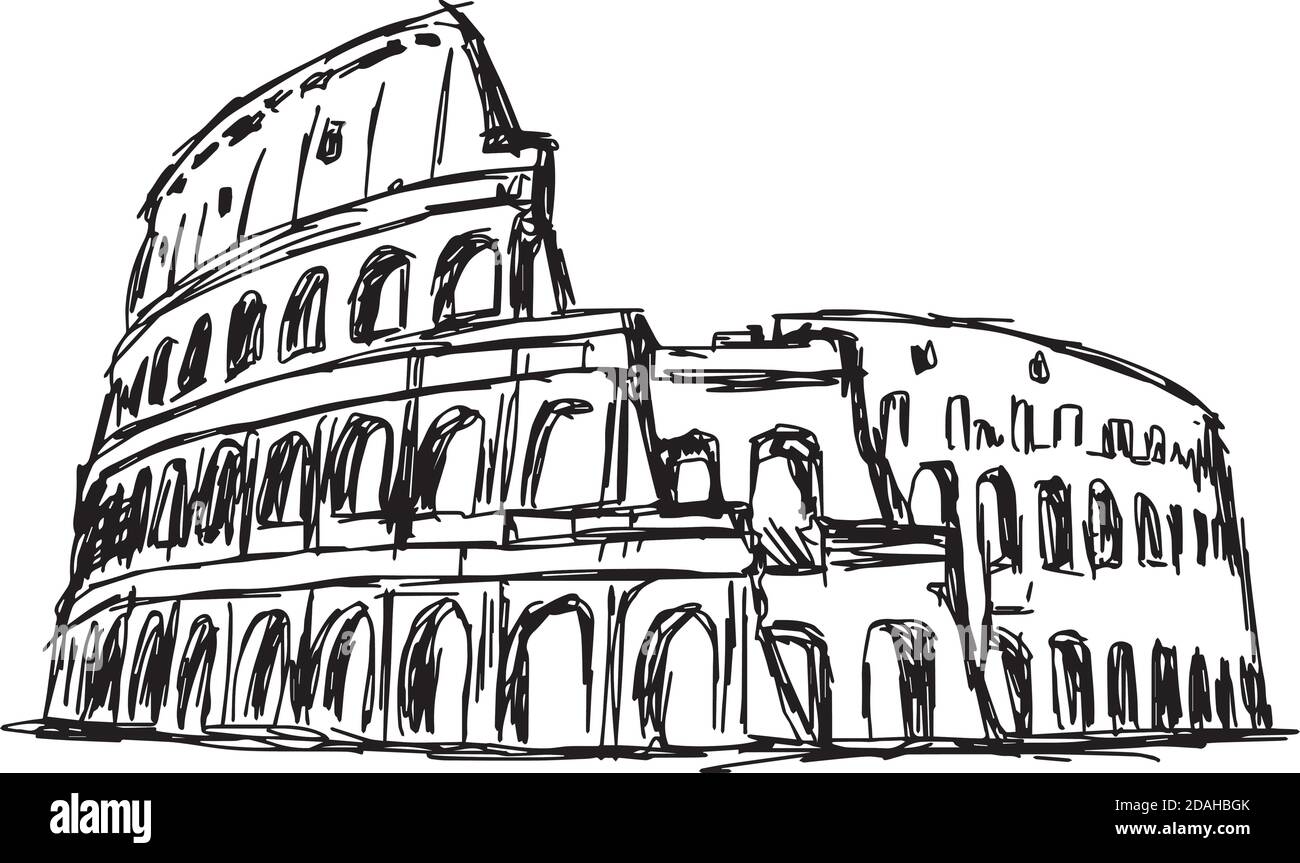 illustration vector doodle hand drawn of sketch the Roman Colosseum ...