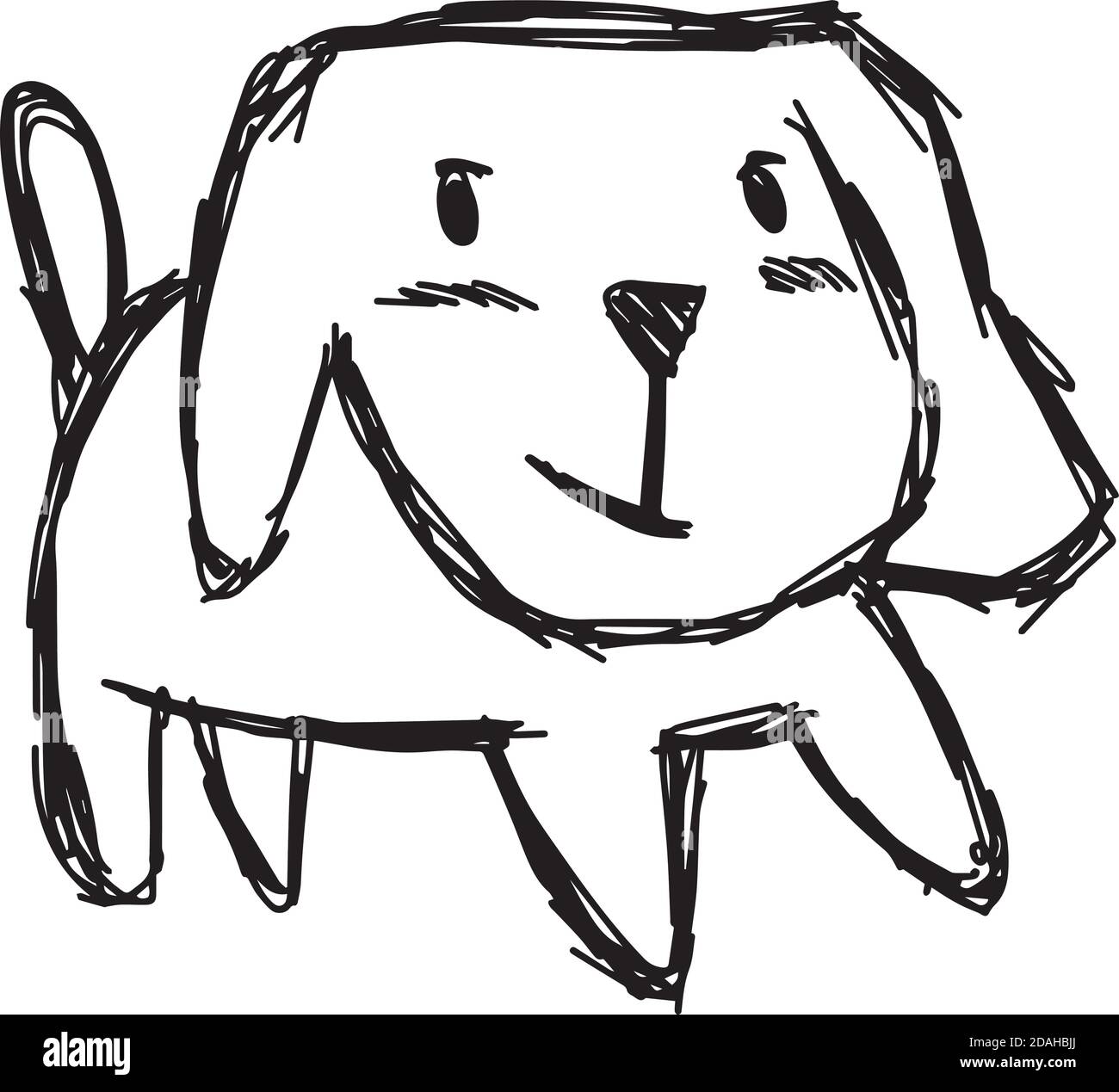 illustration vector hand draw doodles of cute dog smiling isolated on ...