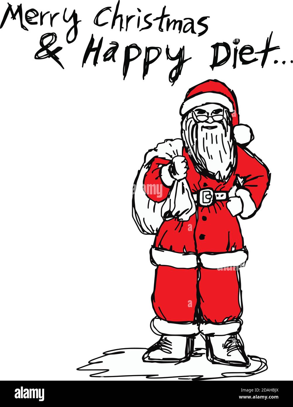 illustration vector doodle hand drawn of sketch Santa clause with thin ...
