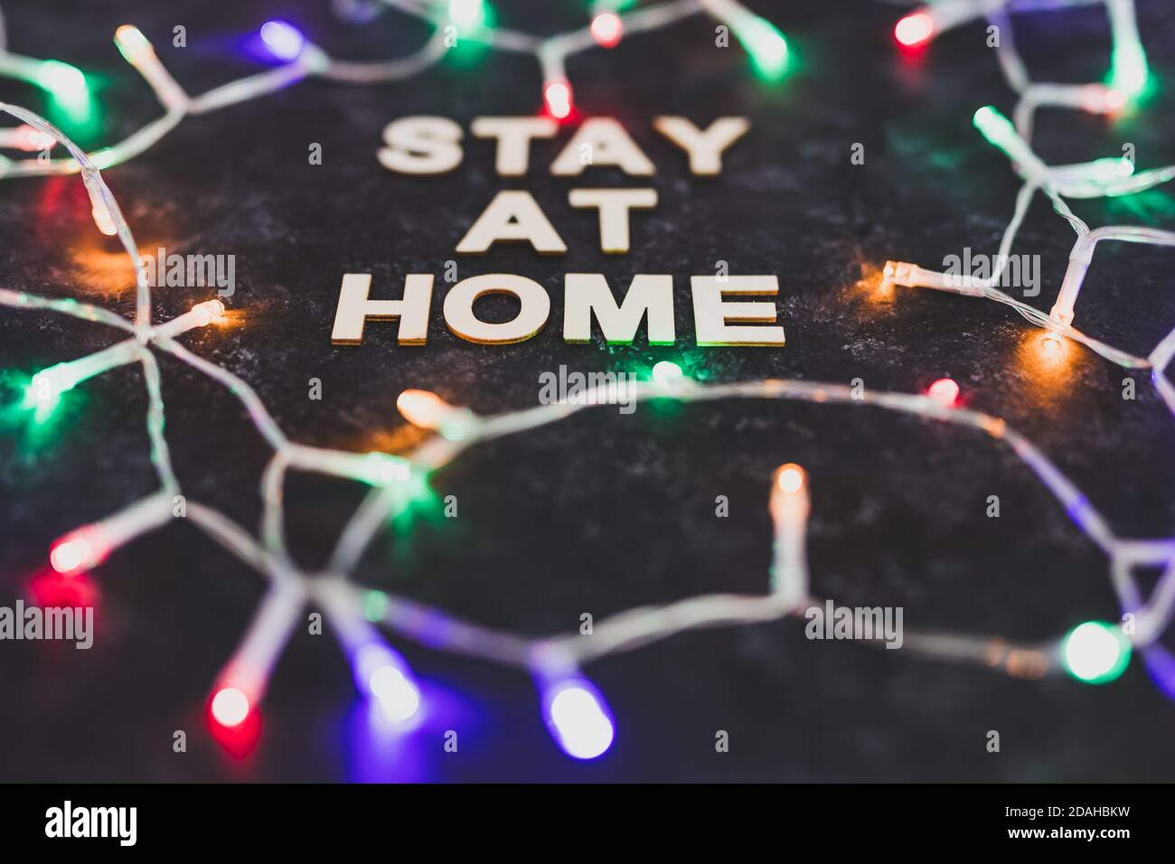 holidays in lockdown due to covid conceptual image, colorful Christmas ...